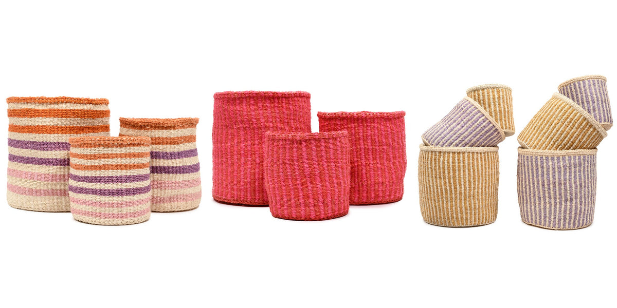 Colourful Pinstripe and Chequered Woven Storage Baskets – The Basket Room