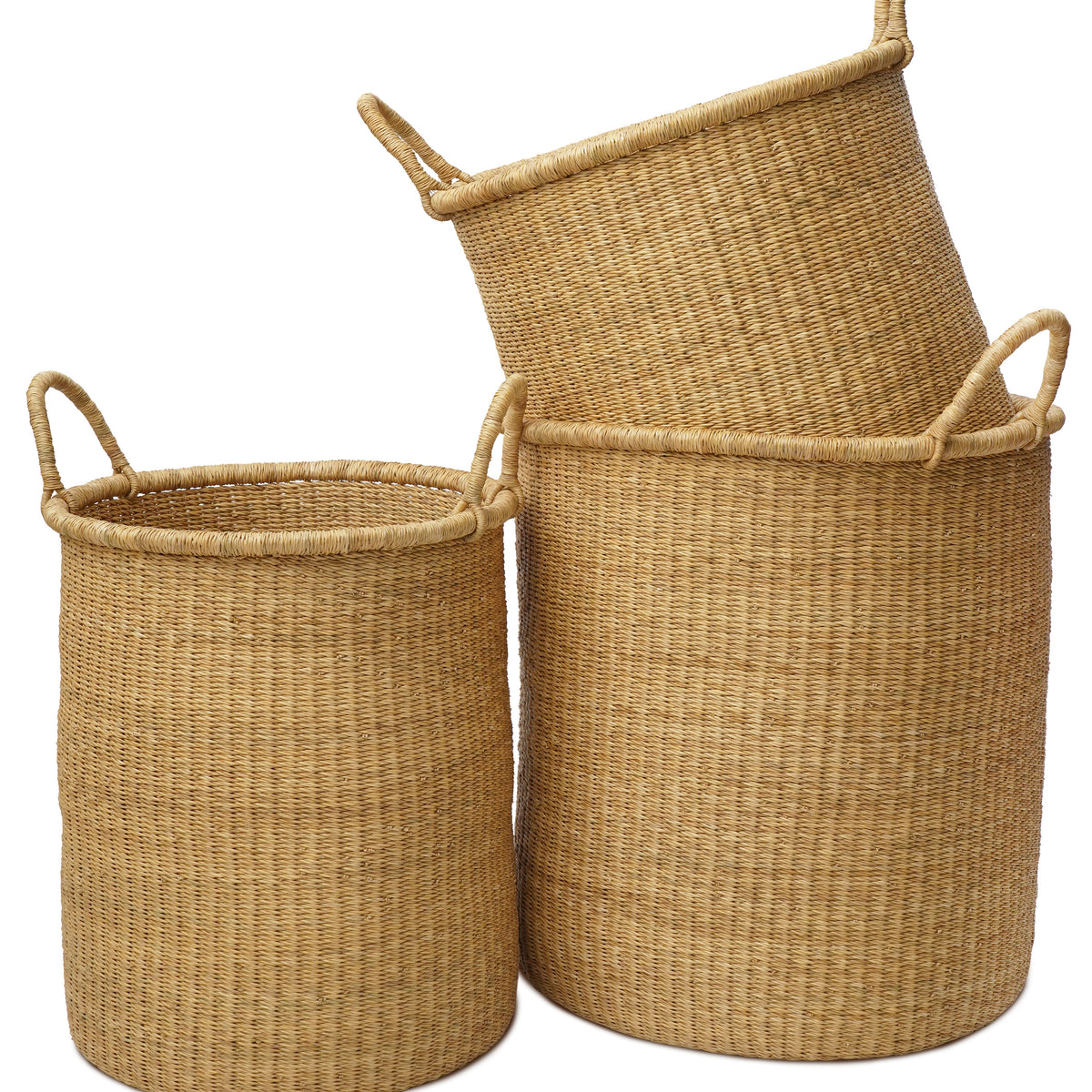 DOME: Natural Woven Laundry or Log Basket with Handles – The Basket Room