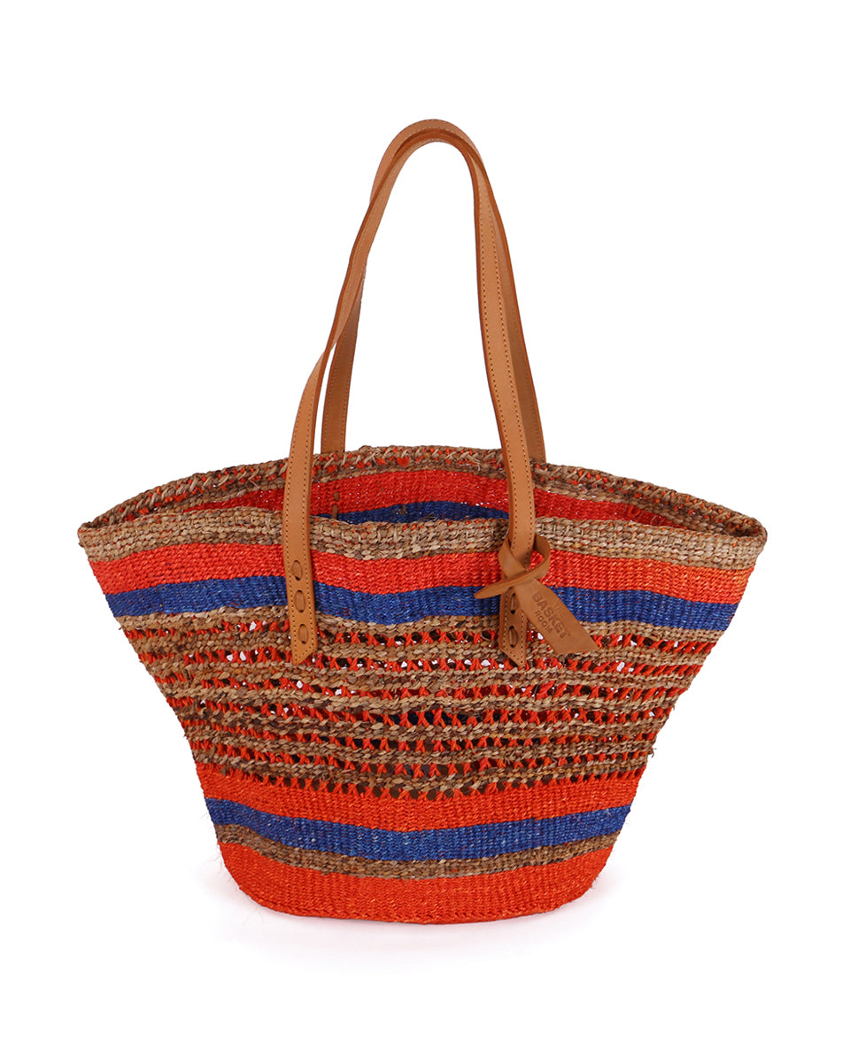 SHEFU: Red and Blue Stripe Open Weave Tote – The Basket Room