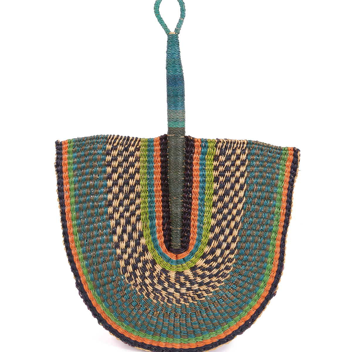 KORMANTSE: Blue, Green & Navy Woven Fan – The Basket Room