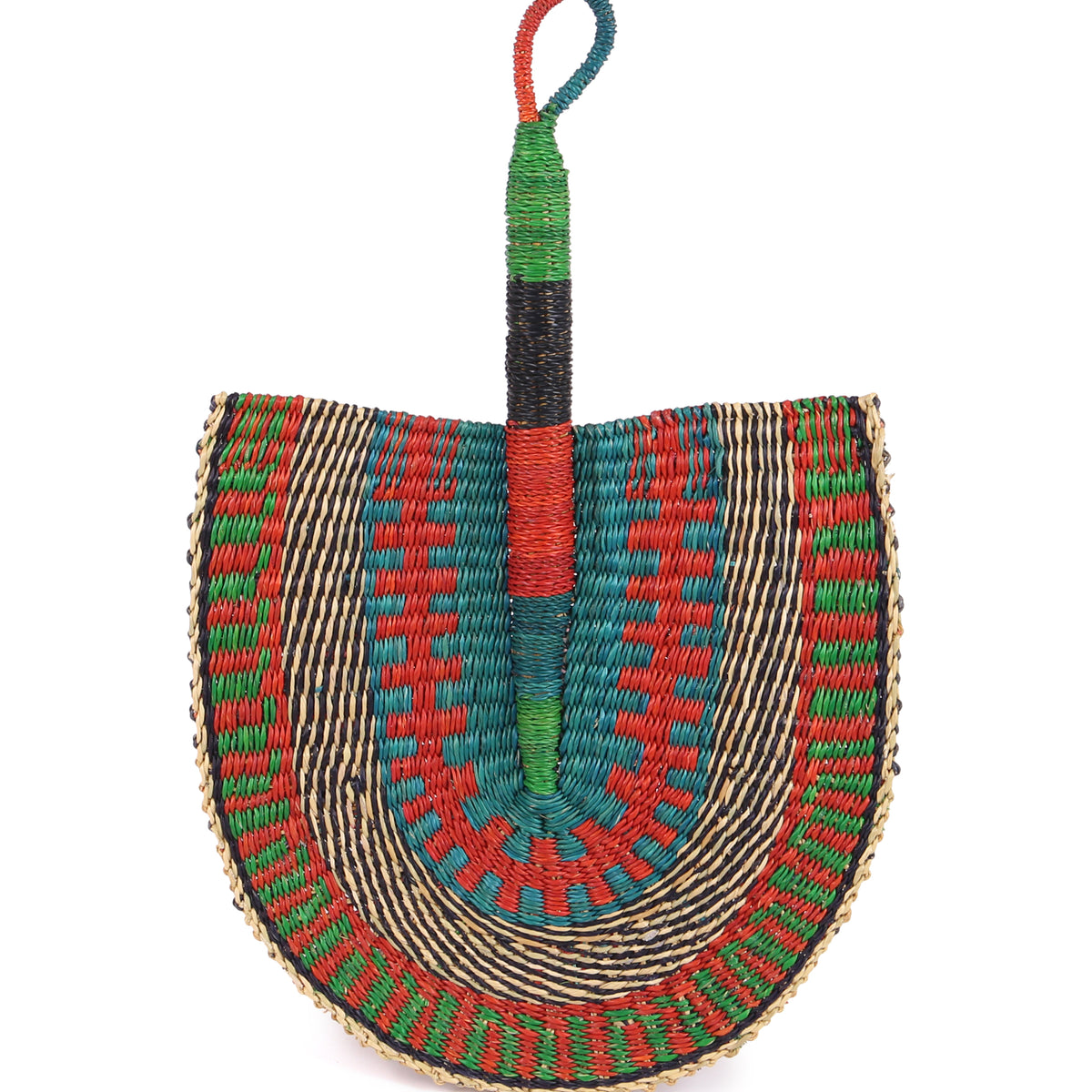 KUNTANASE: Red, Blue & Green Woven Fan – The Basket Room