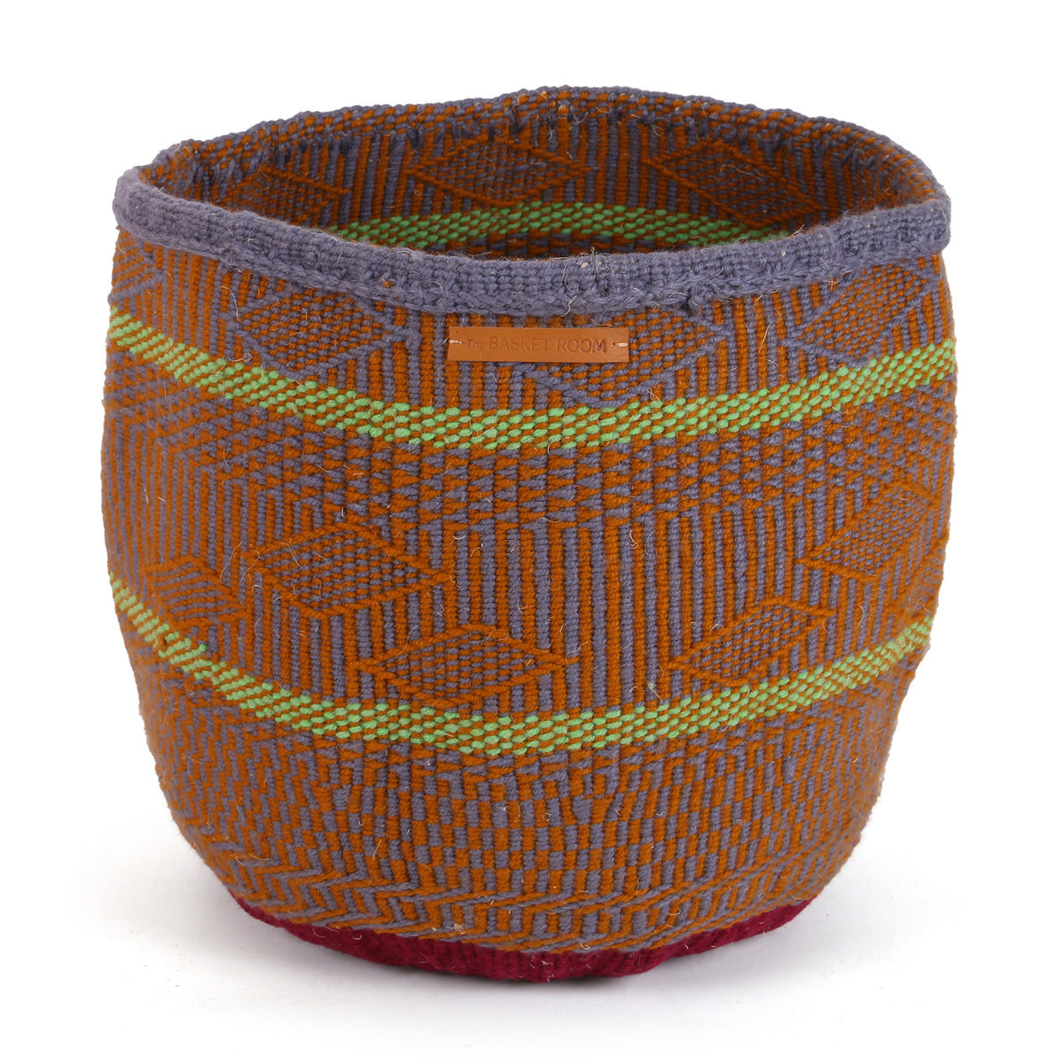 SHIKA: Large Grey, Brown and Green Wool Basket – The Basket Room
