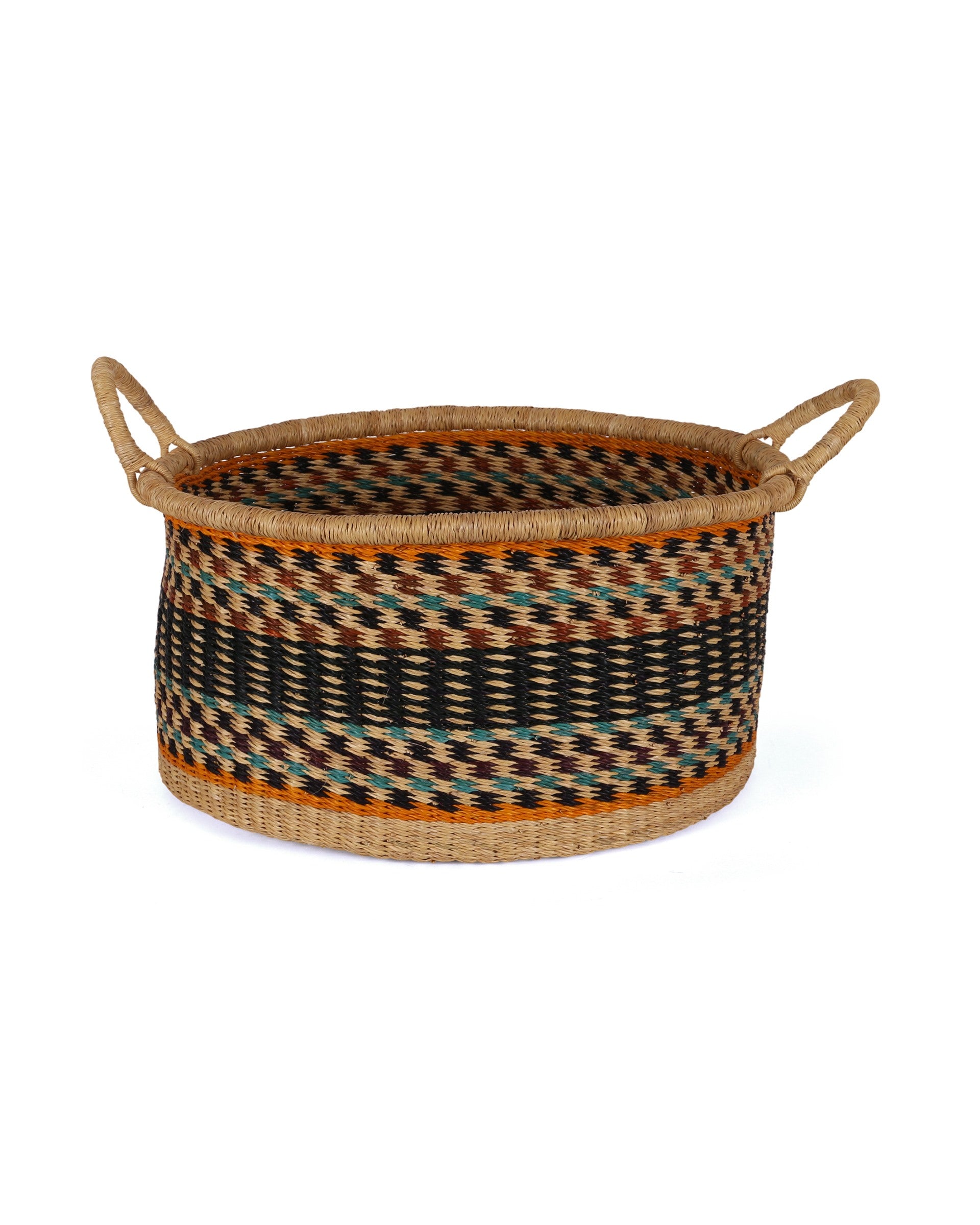 KOJO: Medium Black, Brown, Aqua and Orange Floor Storage Basket – The Basket Room