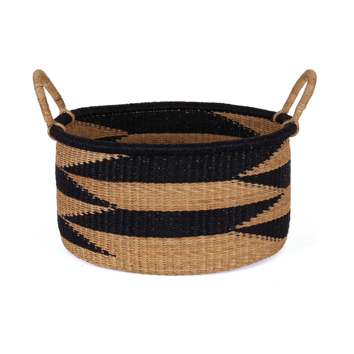 KURADO: Medium Black and Natural Floor Storage Basket – The Basket Room