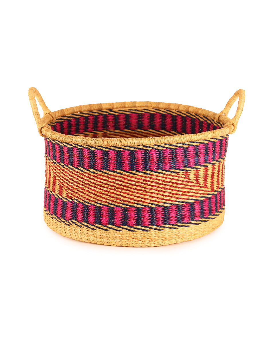 KWASHI: Small Pink, Black and Red Floor Storage Basket with Handles ...