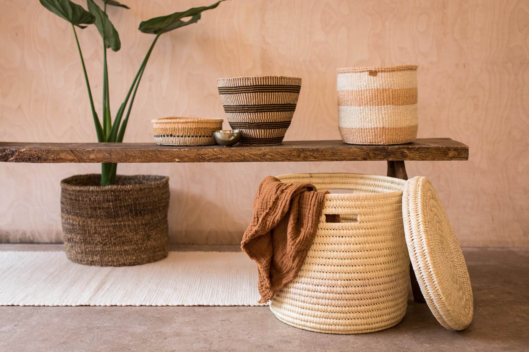 PALE: DOUM PALM NATURAL LIDDED LAUNDRY BASKETS FROM KENYA – The Basket Room