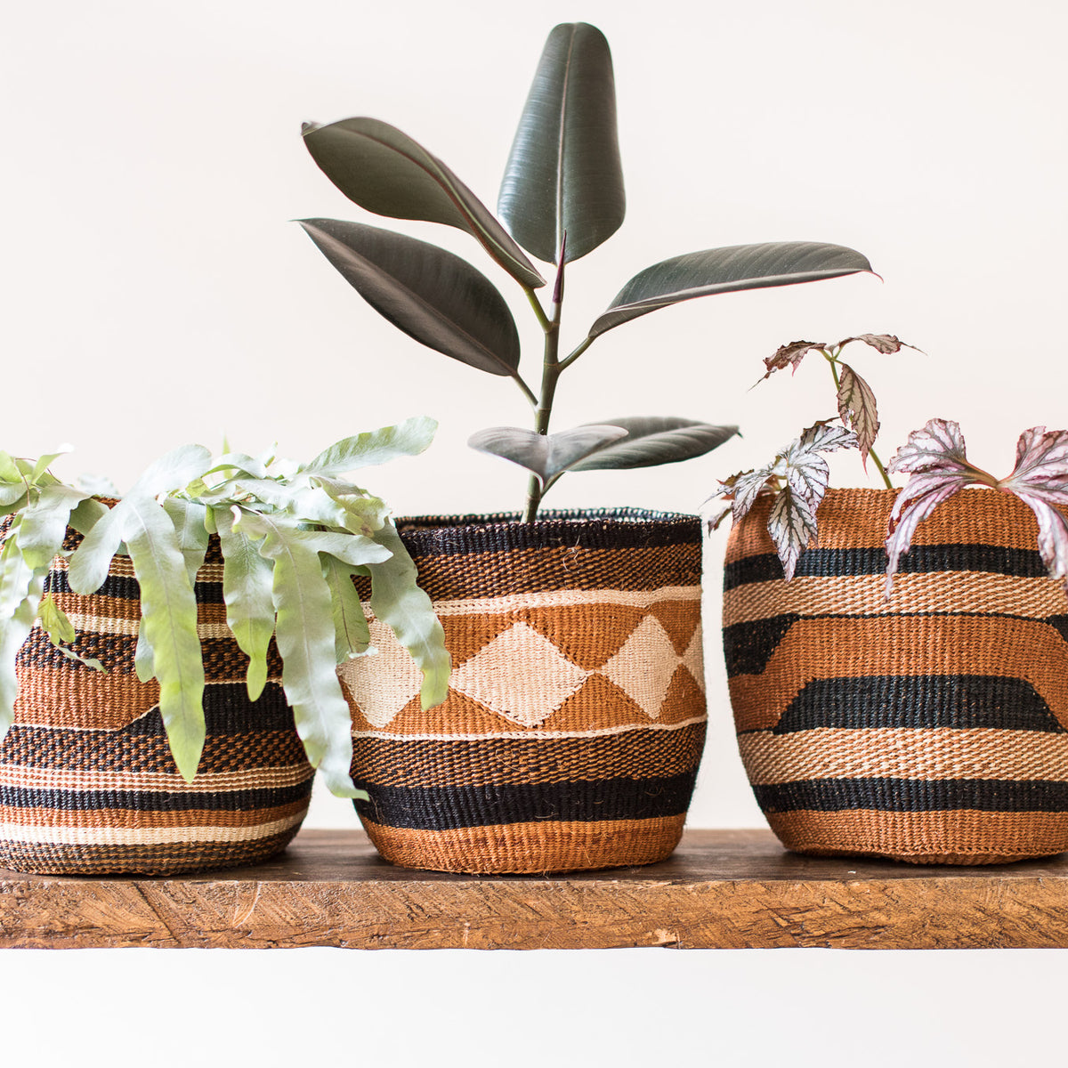 Geometric Natural and Black Baskets | Bohemian Style Planters – The ...