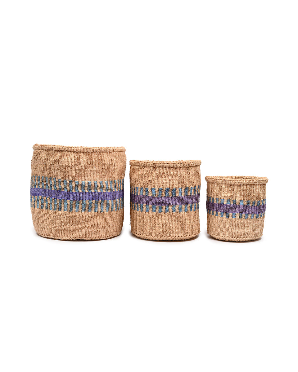 HUDUMA: Purple & Blue Stripe Woven Storage Basket – The Basket Room