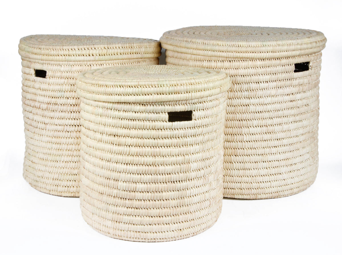 PALE: DOUM PALM NATURAL LIDDED LAUNDRY BASKETS FROM KENYA – The Basket Room