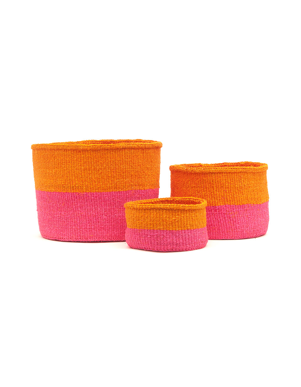 KALI: Orange & Neon Pink Duo Colour Block Woven Basket – The Basket Room