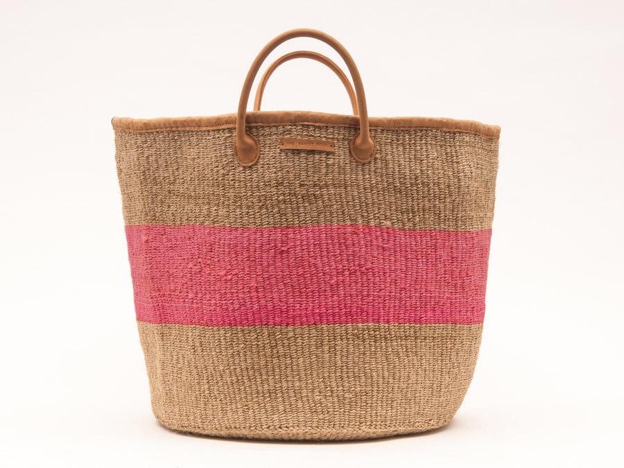 KITAMBAA: Natural and Pink Stripe Woven Laundry Basket – The Basket Room